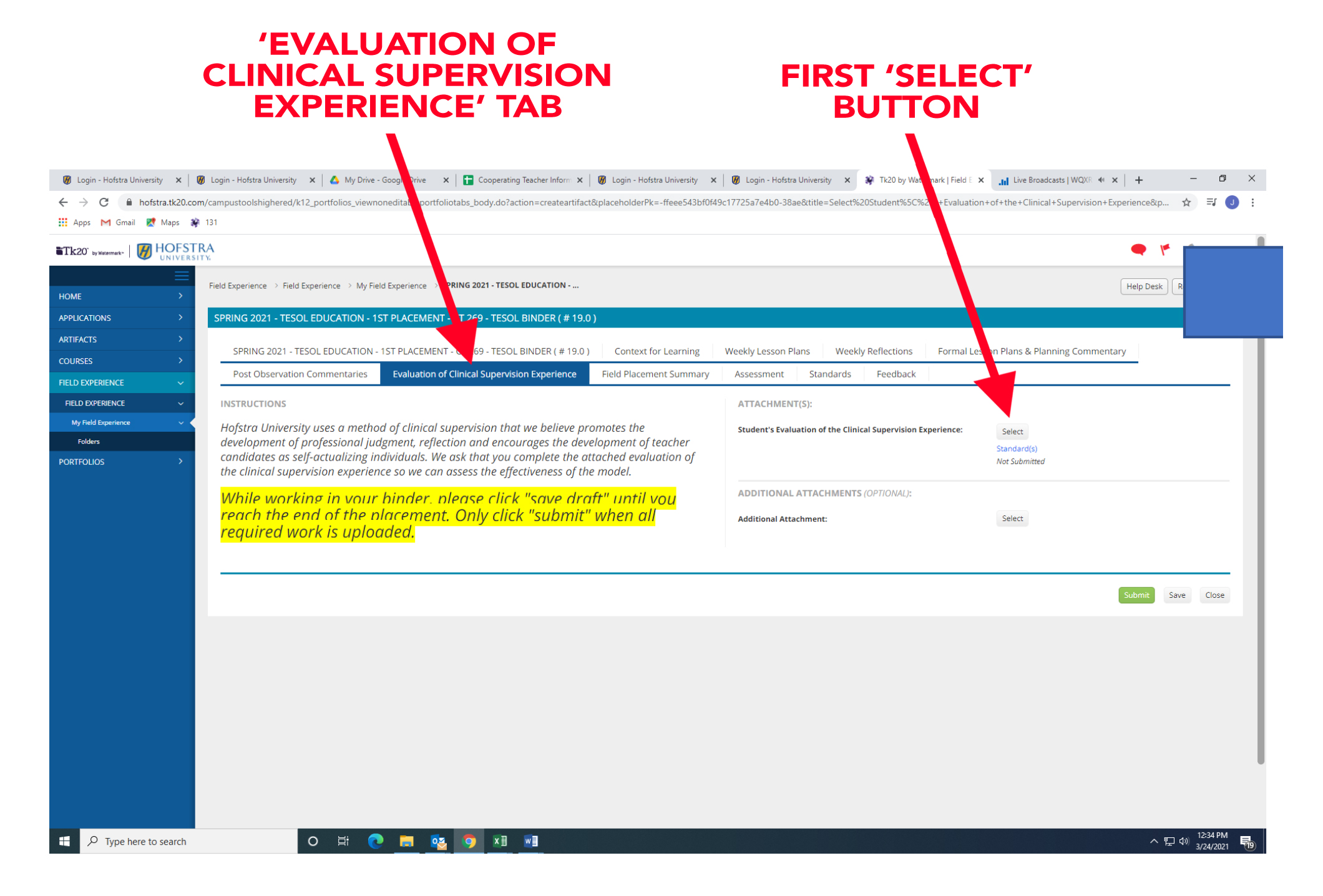 Tk20 Completing Form | Hofstra University